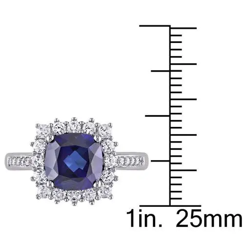 JULIANNA B. Created Sapphire And Diamond Halo Ring