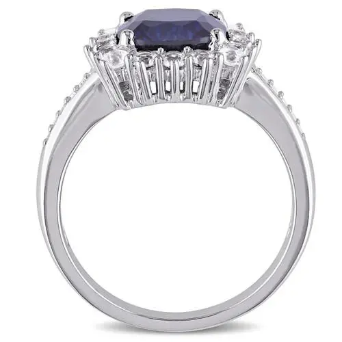 JULIANNA B. Created Sapphire And Diamond Halo Ring