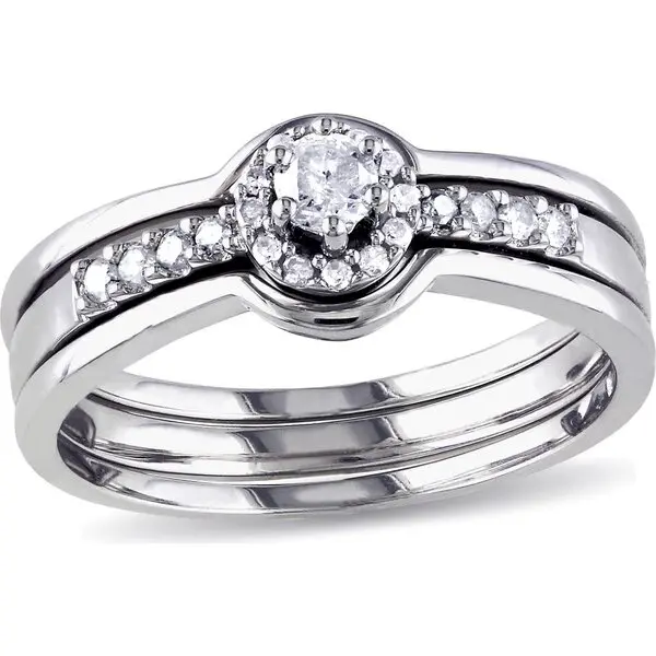 JULIANNA B. Diamond Halo 3-piece Bridal Ring Set - Sterling Silver