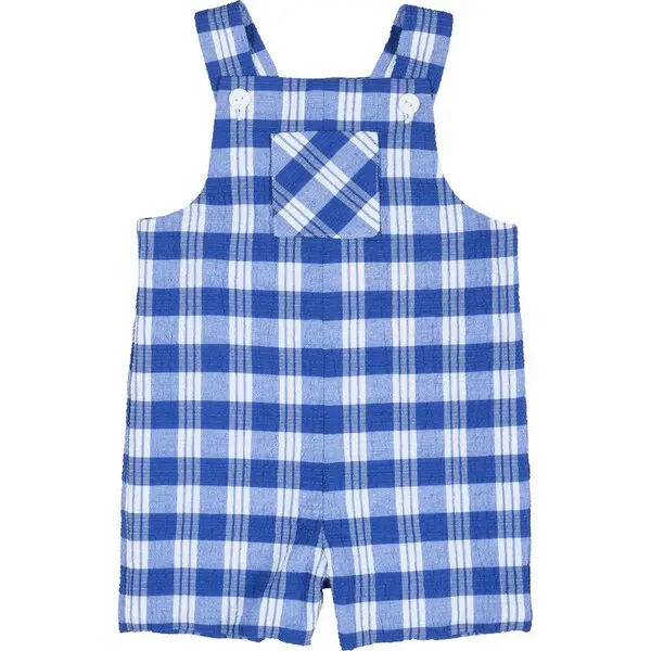 FLORENCE EISEMAN Plaid Seersucker Shortall With Front Pocket