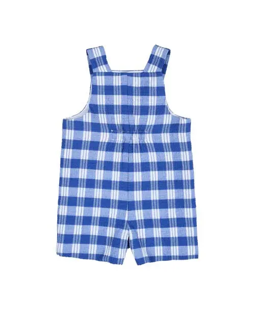 FLORENCE EISEMAN Plaid Seersucker Shortall With Front Pocket