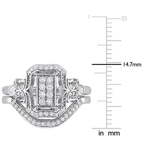 JULIANNA B. Diamond Cluster Halo Bridal Ring Set
