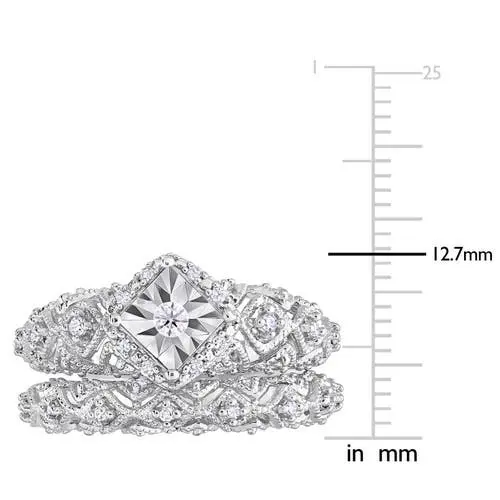 JULIANNA B. Diamond Vintage Halo Bridal Ring Set