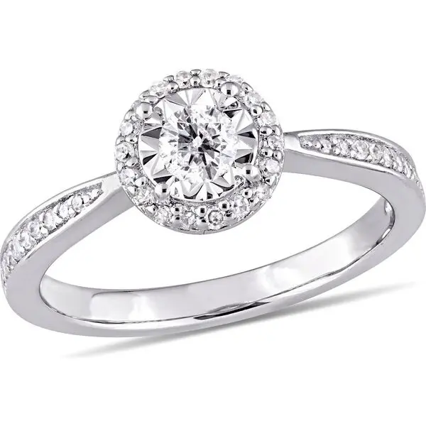 JULIANNA B. Diamond Halo Ring - Sterling Silver