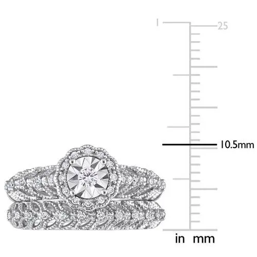 JULIANNA B. Diamond Floral Halo Bridal Ring Set