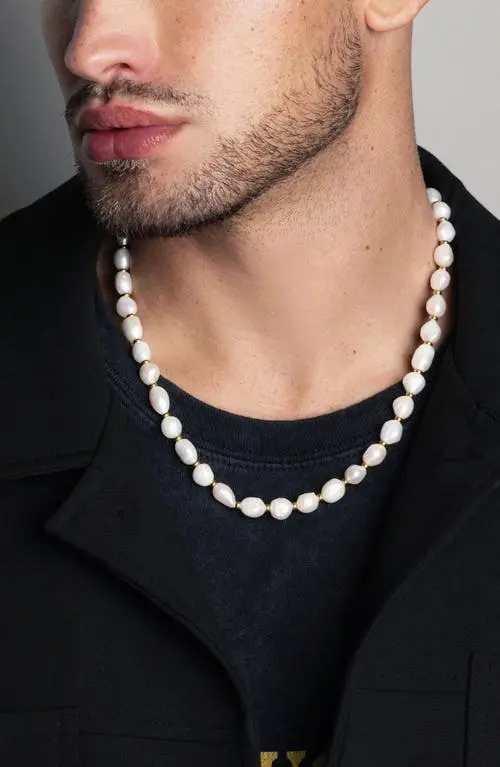 NIALAYA Baroque Pearl Necklace - White Pearl/gold