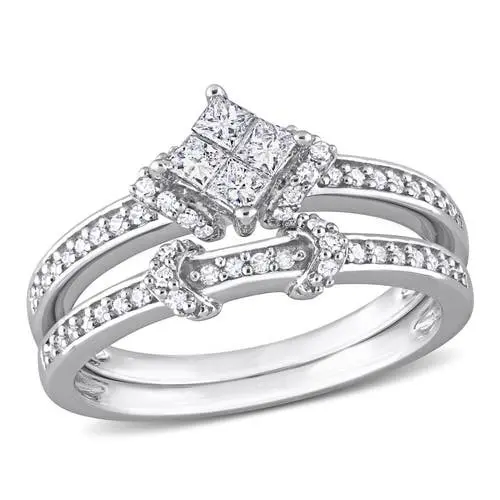 JULIANNA B. 1/2 Ctw Diamond Bridal Ring Set - Sterling Silver