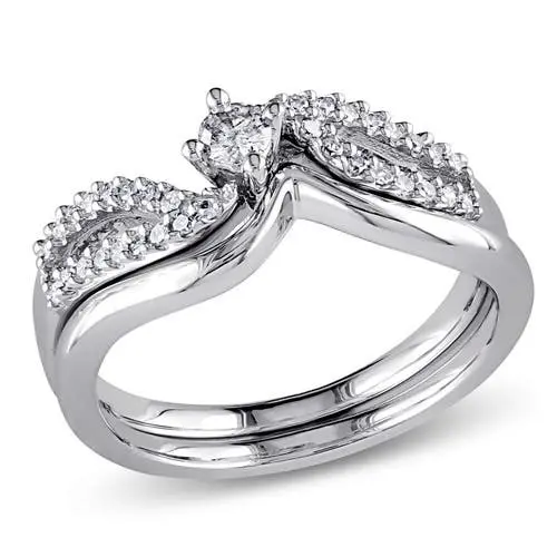 JULIANNA B. Diamond Bridal Ring Set - Sterling Silver