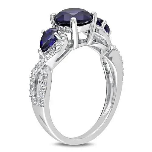 JULIANNA B. Gemstone And Diamond Sterling Silver Ring - Lab-created Sapphire
