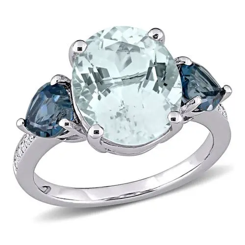 JULIANNA B. Topaz And Diamond Three-stone Ring - Aquamarine