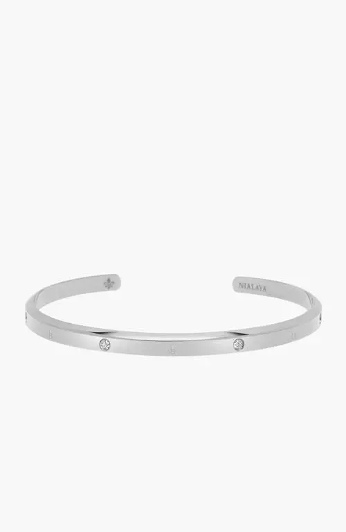 NIALAYA JEWELRY Fleur De Lis Cuff Bracelet - Silver