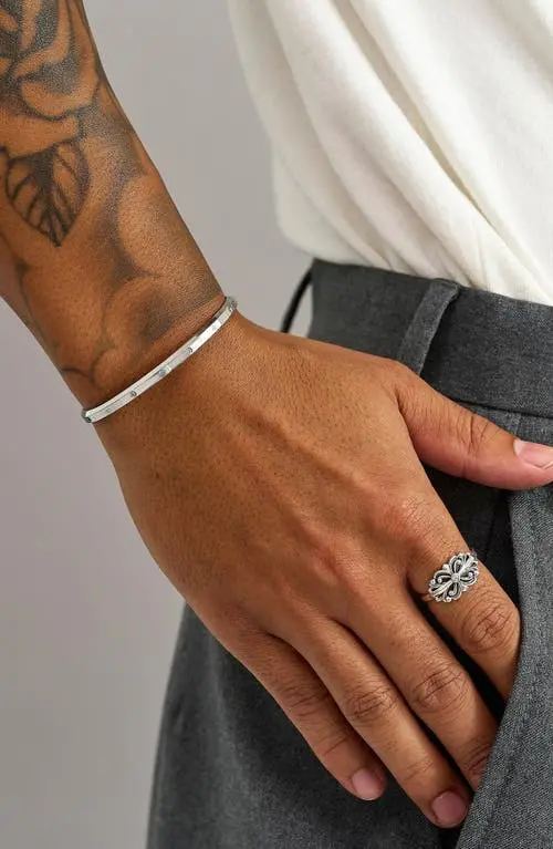 NIALAYA JEWELRY Fleur De Lis Cuff Bracelet - Silver