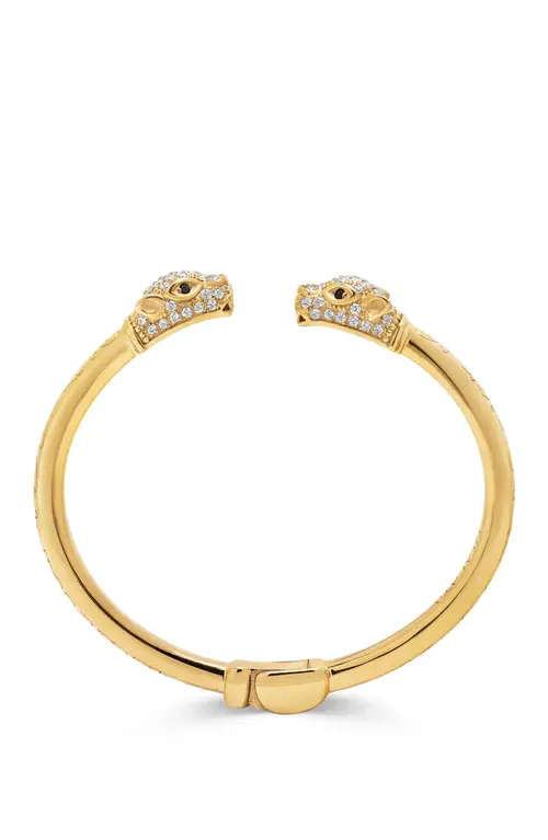 NIALAYA Cz Masculine Panther Bangle - Gold