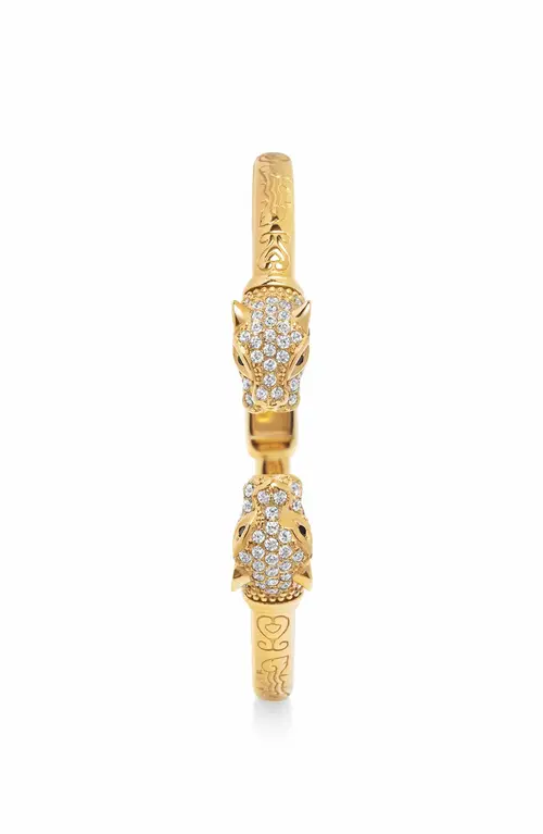 NIALAYA JEWELRY Cz Masculine Panther Bangle - Gold