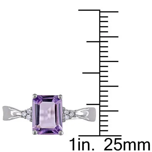 JULIANNA B. 10k White Gold Emerald-cut And Diamond Ring