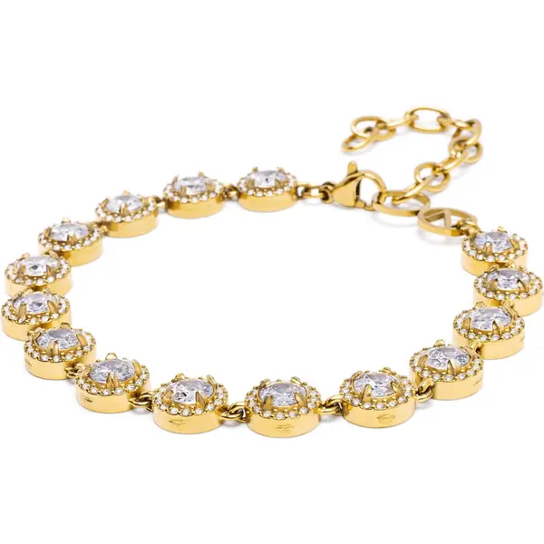 NIALAYA Clear Gemstone Link Bracelet - Clear/gold