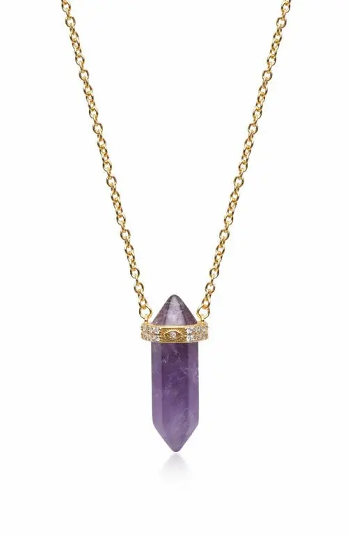 NIALAYA JEWELRY Engraved Evil Eye Quartz Crystal Necklace - Amethyst