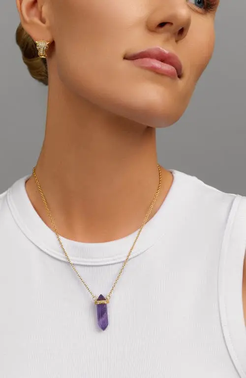 NIALAYA JEWELRY Engraved Evil Eye Quartz Crystal Necklace