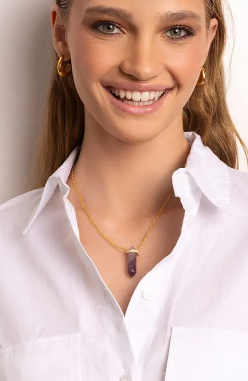 NIALAYA JEWELRY Engraved Evil Eye Quartz Crystal Necklace