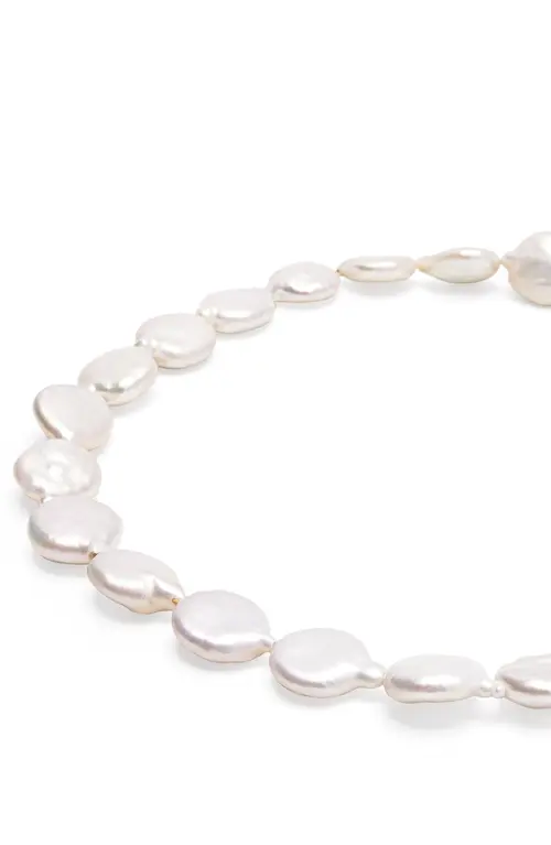 NIALAYA Como Flat Pearl Choker Necklace - White