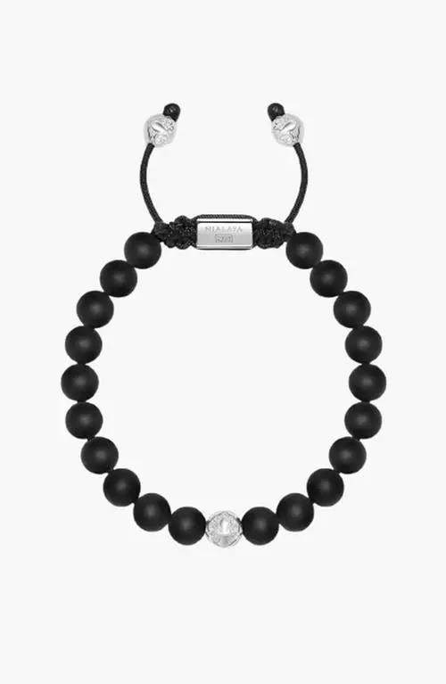 NIALAYA JEWELRY Onyx And Sterling Silver Beaded Bracelet - Black
