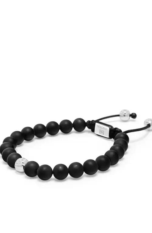 NIALAYA Onyx And Sterling Silver Beaded Bracelet