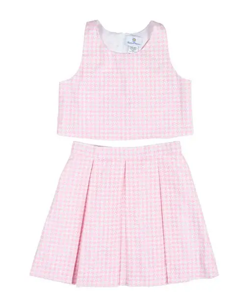 FLORENCE EISEMAN Houndstooth Top And Pleated Skirt Set