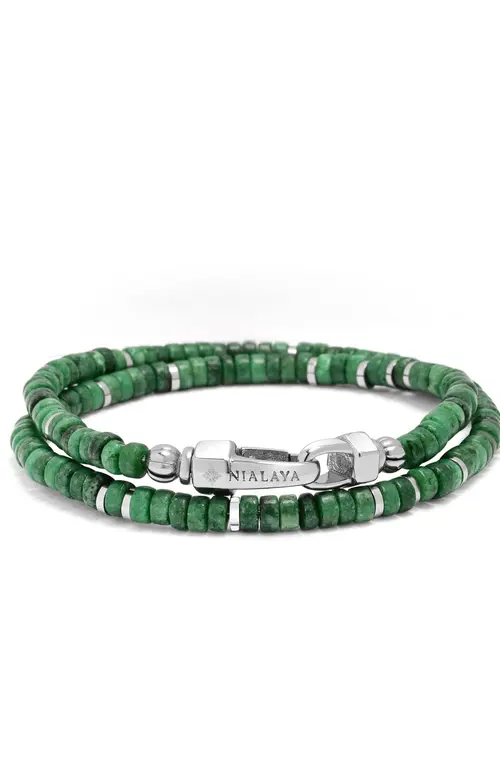 NIALAYA JEWELRY Heishi Wrap Bracelet - Green Malachite