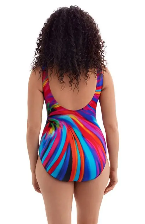 LONGITUDE Panel Scoopneck Tank Long Torso One-piece Swimsuit - Tidal Swoon