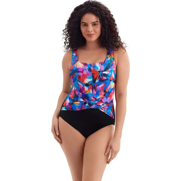 LONGITUDE Twist Pull Sash Tank Long Torso One-piece Swimsuit - Brushpainter