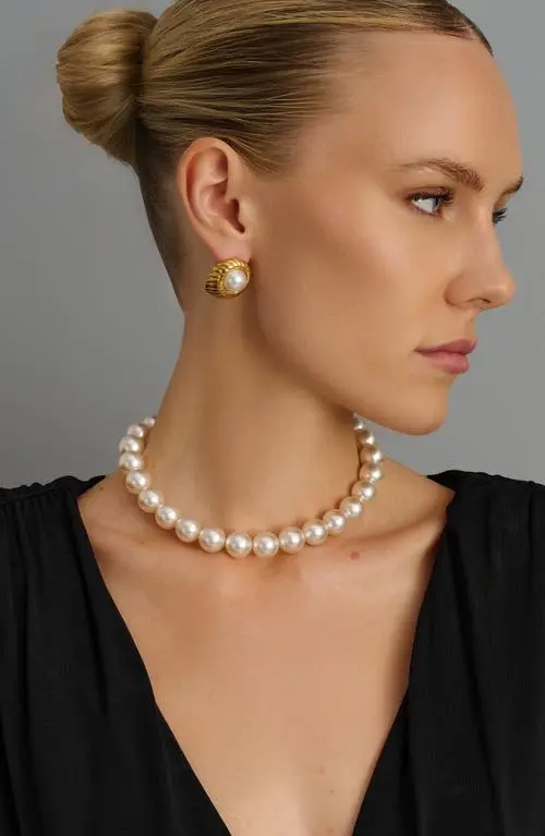 NIALAYA JEWELRY Chunky Pearl Choker Necklace