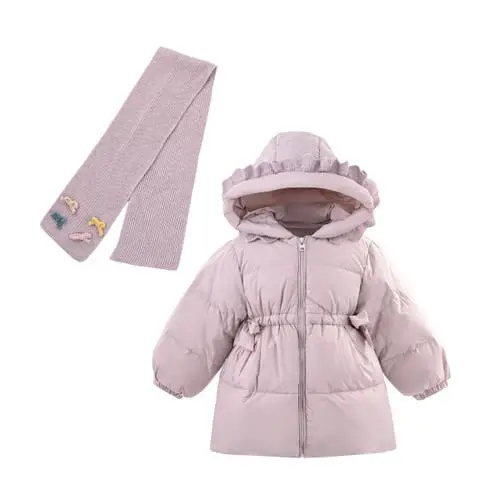 MIMI TUTU Ruffle-hood Coat With Matching Scarf - Purple