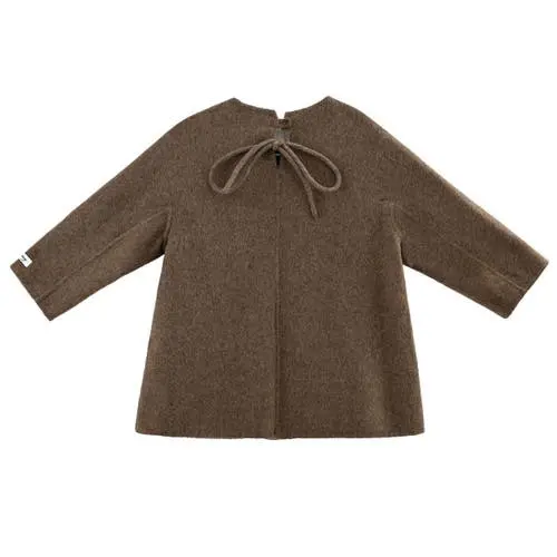 SWEET CACTUS Wool A-line Coat With Tie Detail