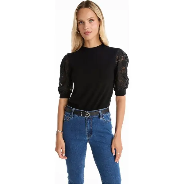THE NOLI SHOP Sylvie Lace Sleeve Knit Top
