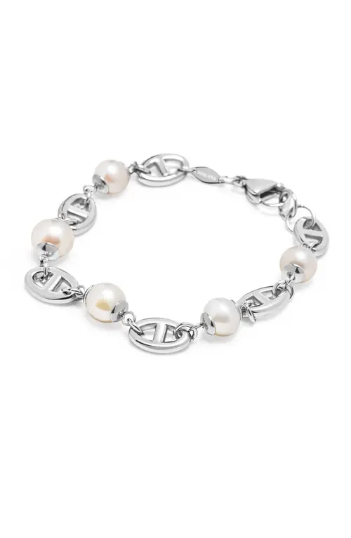 NIALAYA Pearl Mariner Bracelet - Metallic Silver/white