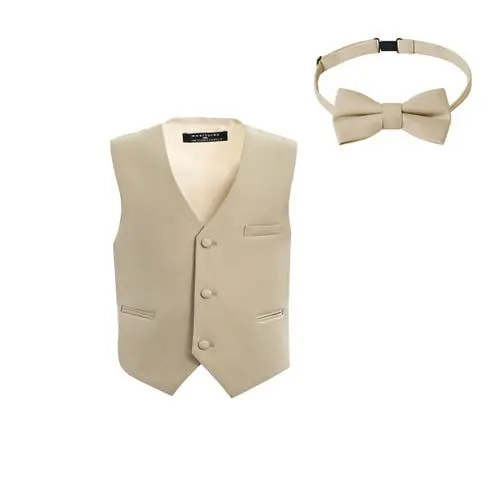 MOUSTACHE Vest And Bow Tie Set - Beige