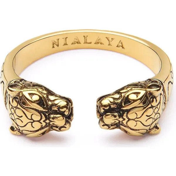 NIALAYA Panther Plated Stainless Steel Ring - Gold