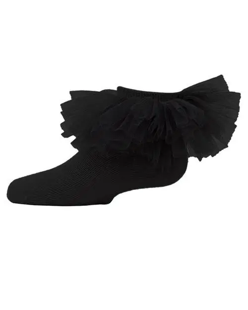 MEMOI Oversized Tutu Ballerina Anklet Socks - Black