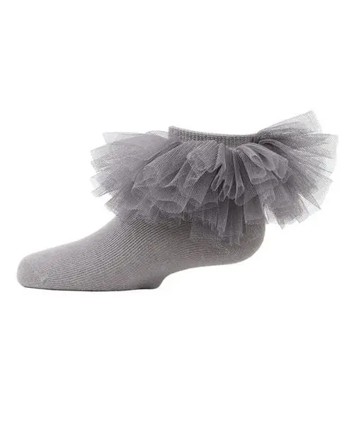 MEMOI Oversized Tutu Ballerina Anklet Socks - Gray