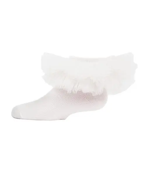 MEMOI Oversized Tutu Ballerina Anklet Socks - White