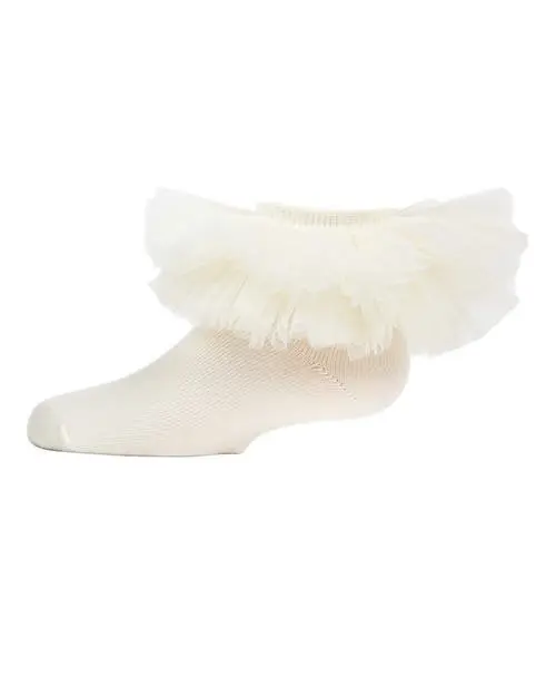 MEMOI Oversized Tutu Ballerina Anklet Socks - Winter White