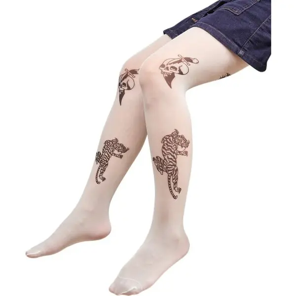 Ed Hardy Tiger Tattoo Tights - Ivory