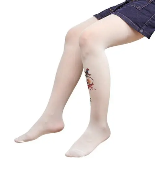 Ed Hardy Rose Skull Tattoo Tights - Ivory