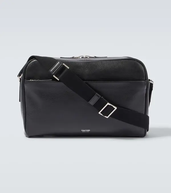 TOM FORD Leather Messenger Bag - Black