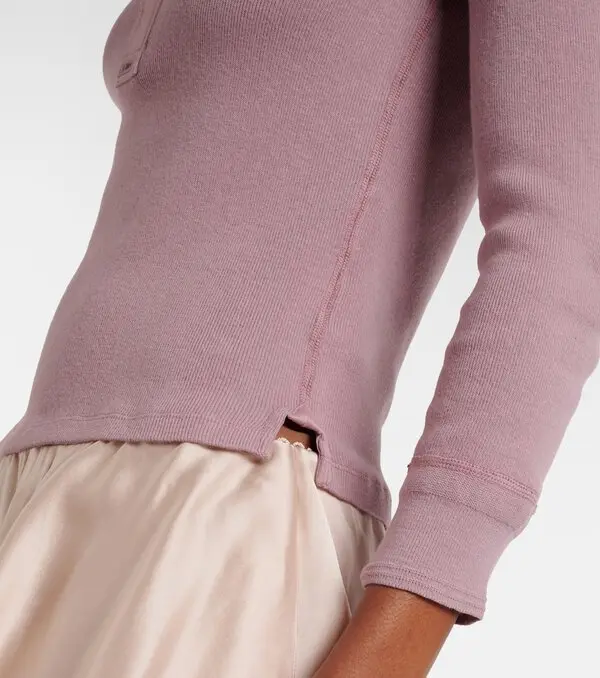 Chloé Ribbed-knit Cotton Henley Shirt - Pink