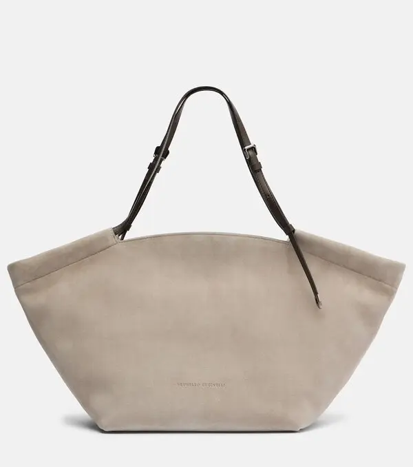 Brunello Cucinelli Large Suede Tote - Beige