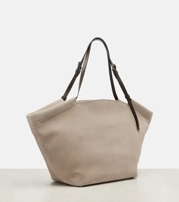 Brunello Cucinelli Large Suede Tote - Beige