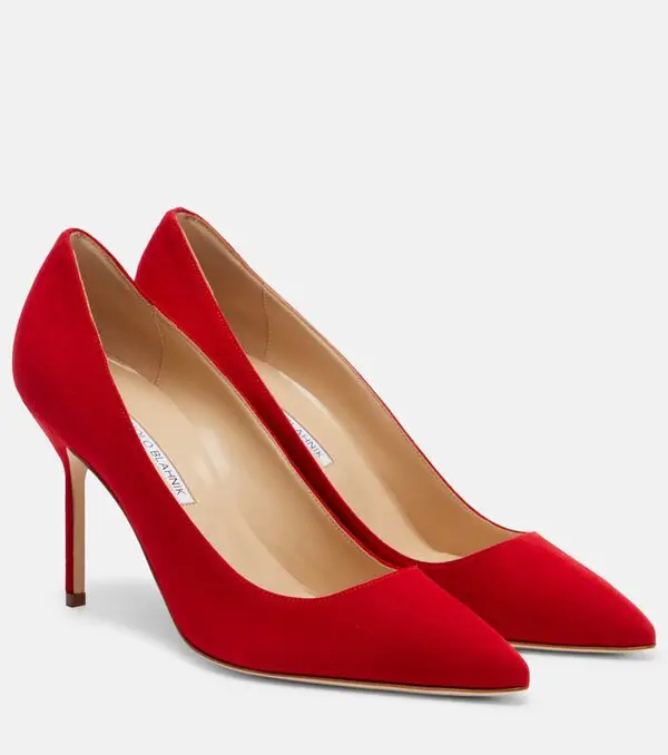 Manolo Blahnik Bb 90 Suede Pumps - Red
