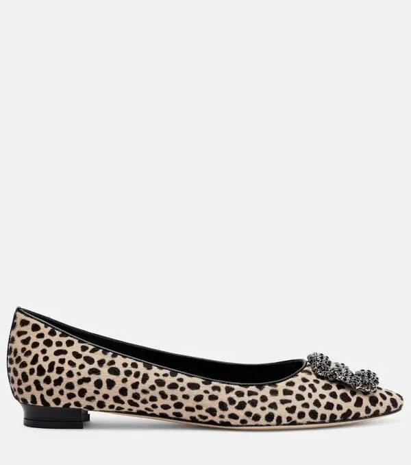 Manolo Blahnik Hangisi Calf Hair Ballet Flats