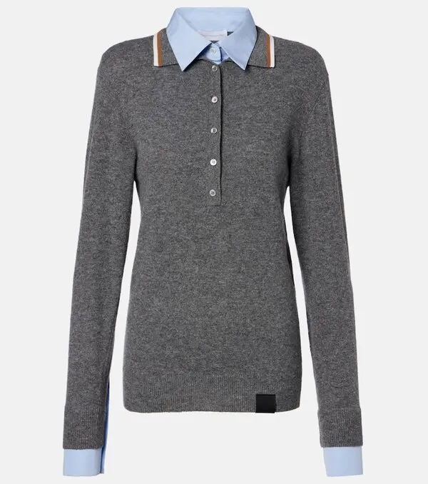 Stella McCartney Layered Virgin Wool Polo Sweater - Grey